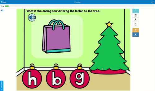 Ending Sounds Kindergarten December Boom Cards by Krafty in Kinder