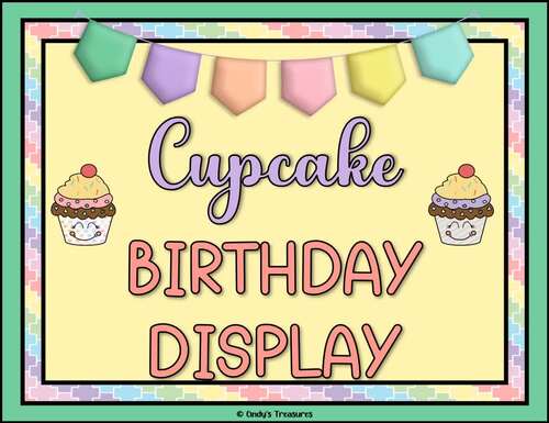 Cupcake Birthday Display by Cindy's Treasures | TPT