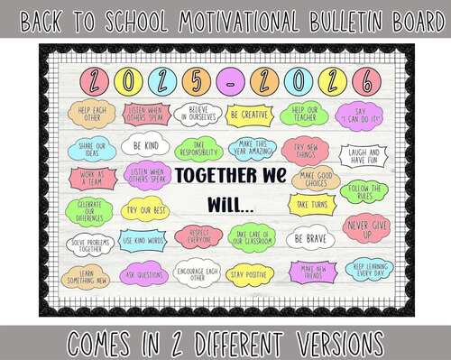 Back to School Bulletin Board | Together We Will Goals | Motivational ...
