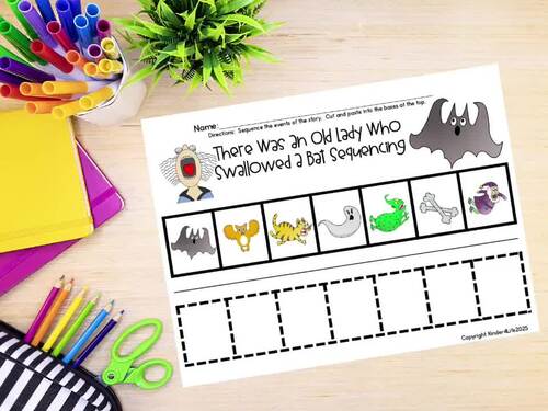 There Was An Old Lady Who Swallowed A Bat Kindergarten Halloween Worksheets