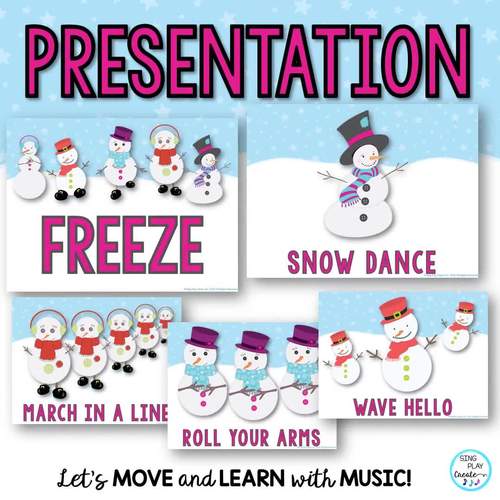 Winter Snowman Movement Cards for Freeze Dance, Brain Breaks, P.E. Exercise