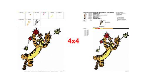 Tigger Playing with Autumn Leaves Happy Fall Embroidery Designs ...