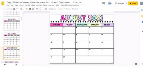 Editable Printable Monthly Calendars 2024 2025 Teacher Planner Slides