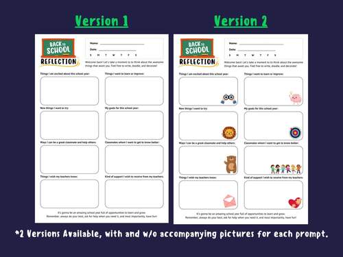 Back to School Reflection Activity | Goal Setting and Self-Reflection