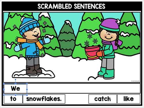 Sentence Building Winter (Google Slides™ and Worksheets) by United Teaching