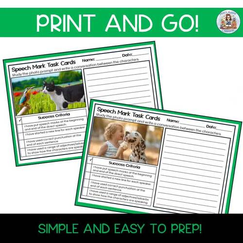 Speech and Dialog Writing Prompt Task Cards Years 3 to 6 | Australian ...