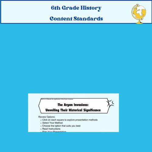 HSS 6.5.2: Aryan Invasions PBL Choice Board by Ms Koven with Class