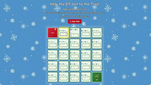 Help the Elf Get to the Tree! | Addition Doubles Digital Math Fluency Game