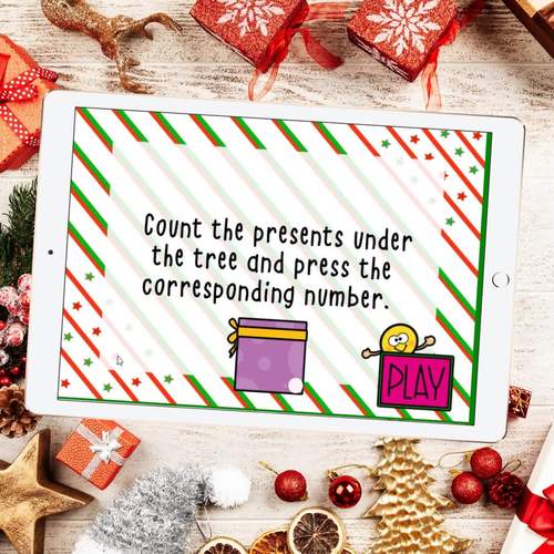 Find the numbers 0 to 10 Boom cards | Presents under the Christmas tree