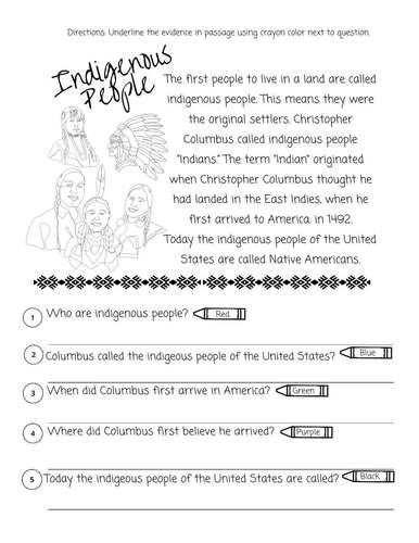 Native American Heritage Month Comprehension and Finding Text Evidence ...