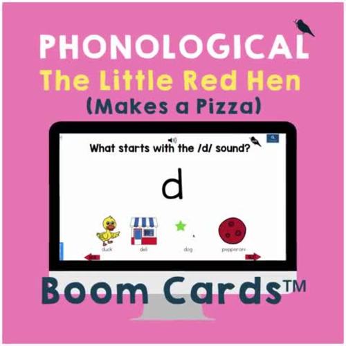 The Little Red Hen Makes a Pizza Phonological Boom Cards & Printable ...