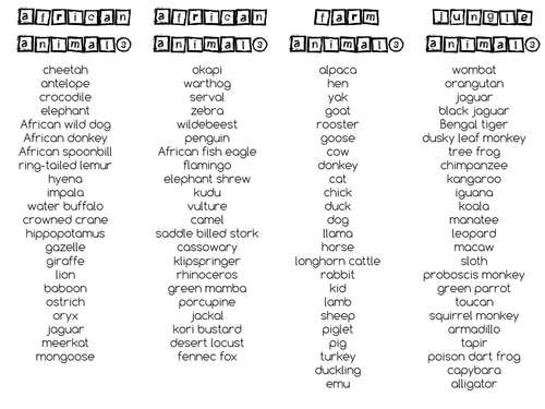 Animal Word Wall Cards | Real Life Pictures by ABC Penguin | TPT