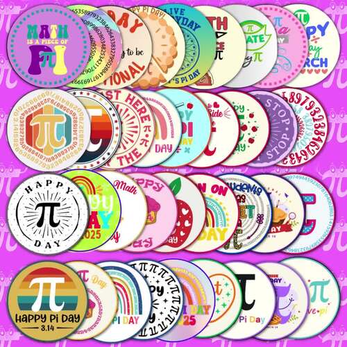 Pi Day Stickers Bundle, Printable Stickers, Pi Day Party, Math Stickers