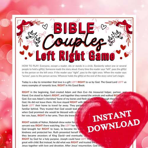 Bible Couples Left Right Game: Christian Valentine's Group Story Activity
