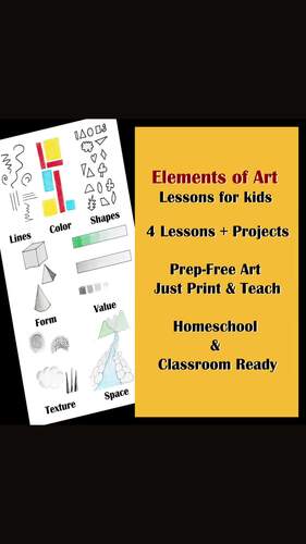 Elements of Art Bundle 4 Prep-Free Art Lessons with Projects and Templates