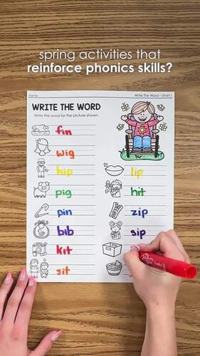 Spring Activities, CVC Worksheets, No-Prep April Phonics Packet ...