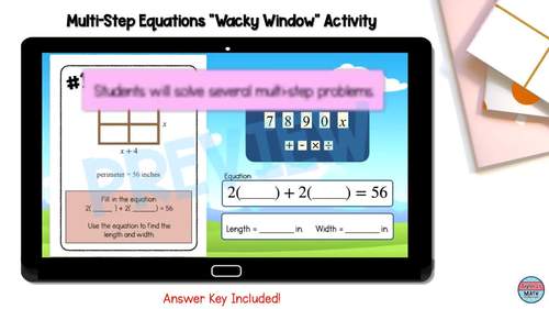 Multi Step Equations Digital Distance Learning Activity | TPT