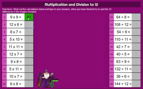 Digital Jigsaw Puzzle NO PREP - Wizard Multiplication and Division to 12