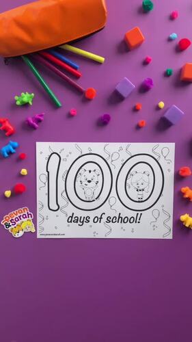 100 Days of School Colouring Sheet | 100th Day Photo Sign by Pevan and ...
