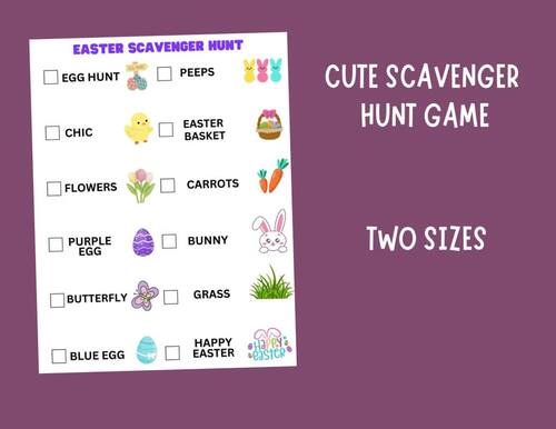 Easter Scavenger Hunt Game Printable Holiday Spring Indoor Outdoor Game ...