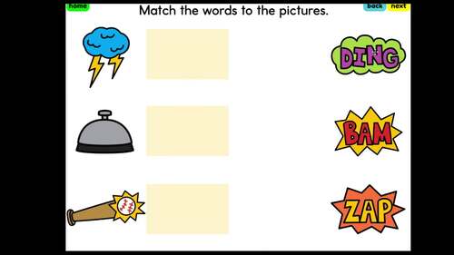 Onomatopoeia Boom Cards Speech Therapy Figurative Language by Angela ...