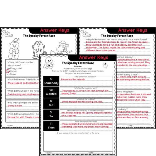Halloween Reading Comprehension | Spooky Forest Race | SWBST | Grades 2–3