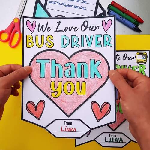 Bus Driver Appreciation Day Thank You Cards, School Bus Coloring Pages ...