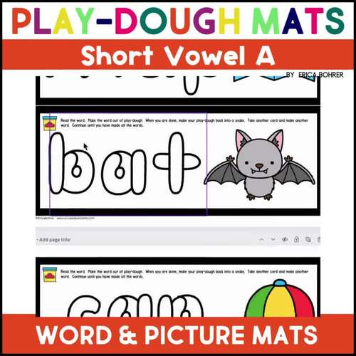 Short A Playdough Mats – CVC Words and Pictures Phonics Activity