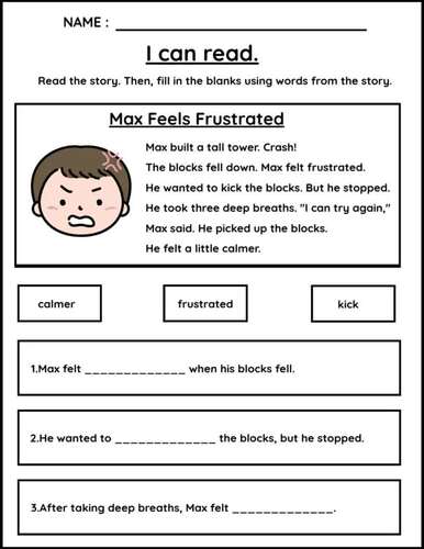 Managing Emotions SEL Reading Comprehension Passages | Worksheets for ...