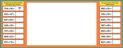 Mystery Digital Pixel Art NO PREP - Fish 3-digit by 2-digit Multiplication