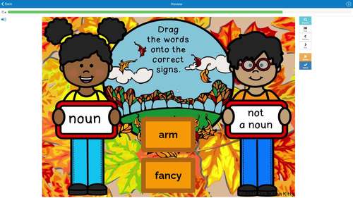 Fall Kids Noun or Not A Noun? Boom Cards™ by The British Kitty | TPT