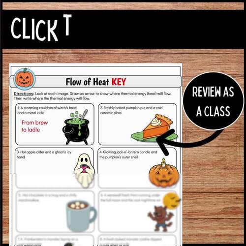 Halloween Flow of Thermal Energy Worksheet Heat Transfer TEKS 7.8B 7.8C