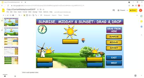 Sunrise, Midday & Sunset: Drag & Drop Worksheet: Google Slides + Powerpoint