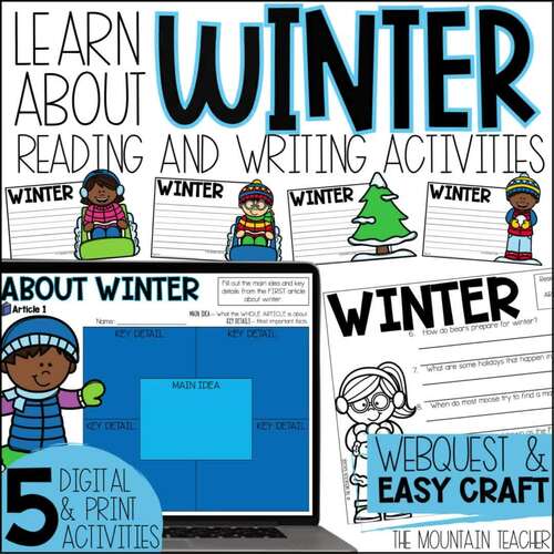 All About Winter Reading Comprehension Activities Webquest & Writing Craft