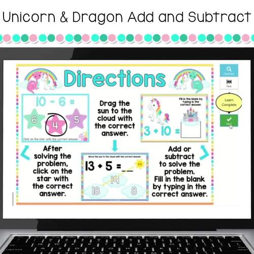 Unicorn & Dragon Addition and Subtraction to 20 Boom Cards™ | TPT