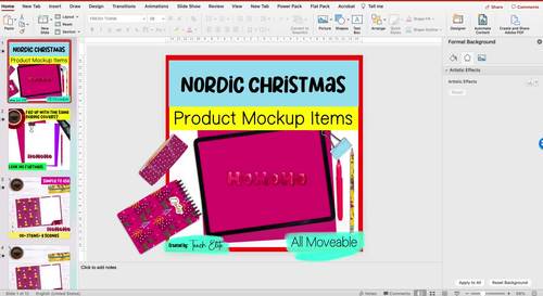 Christmas Mockup MOVEABLE Pre-made Nordic Festive scenes by Teach Elite