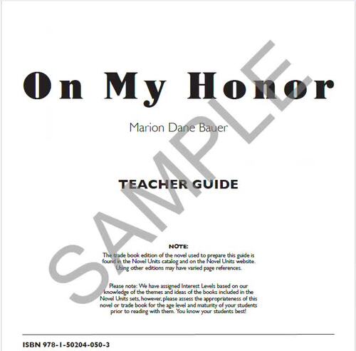 On My Honor Novel Units® Teacher Guide Novel Study | TPT