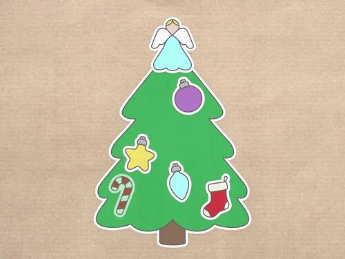 Decorate a Christmas Tree Printable Craft | Kids Coloring Cut & Paste ...