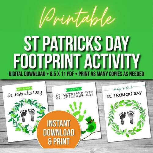 St Patricks Day Handprint Footprint Art Craft BUNDLE, Printable PDF
