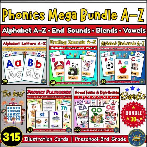 Phonics Foundations Mega Bundle: Alphabet, Ending Sounds, Blends ...