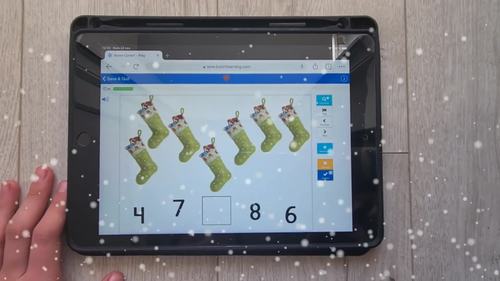 Christmas Math BOOM CARDS™ Counting Stockings by Autism Journey - Angie S