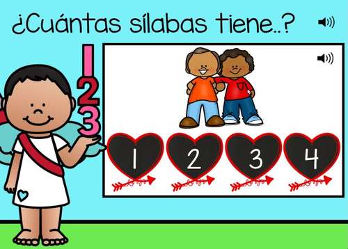 Valentine’s Day BOOM CARDS Counting Syllables in Spanish- Contando sílabas