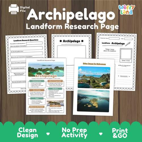 Archipelago Landform Research Project | Geography Science Worksheet and ...