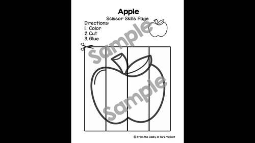 Apple Scissor Skill Cutting Practice - 2 Variations by From the Cubby