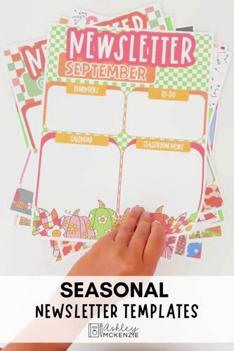 Seasonal Classroom Newsletter Template Editable Monthly Calendar Bundle #2
