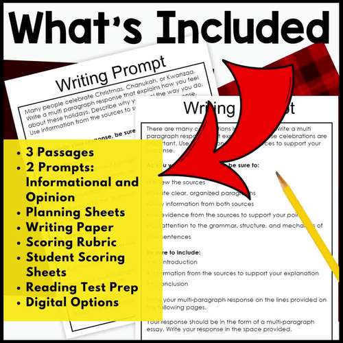 December Holidays Reading and Text Based Writing | Print and Digital