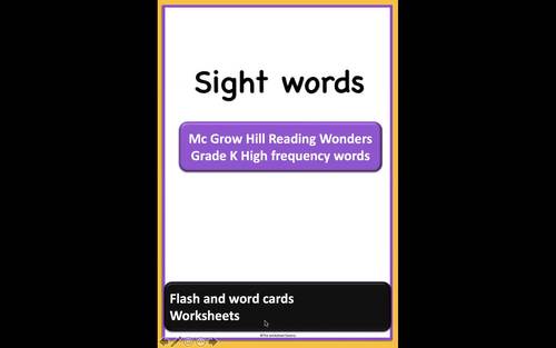 McGraw Hill Reading Wonders Grade K Sight Words Reading Cards and ...