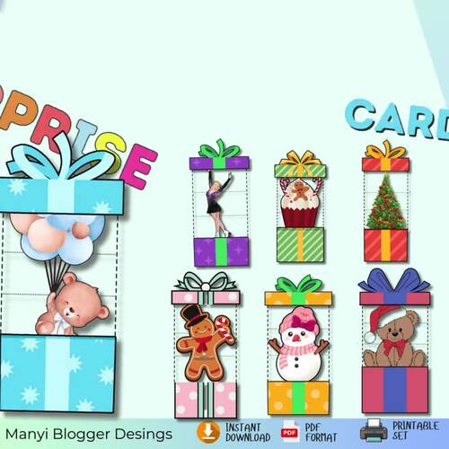 Winter Theme Craft - Surprise GIFT BOX CARDS - Printable Winter Center