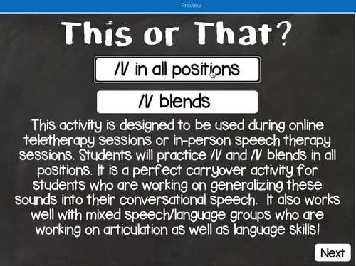 This or That? L and L Blends Boom Cards Speech Therapy L Articulation ...