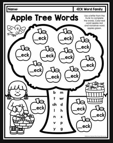 Apple Tree CVC Word Family Work Short Vowel Activity Phonics Spelling ...